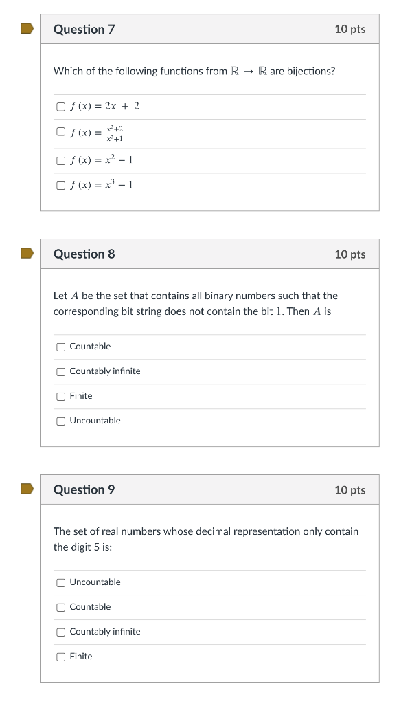 Solved Question 7 10 pts Which of the following functions | Chegg.com