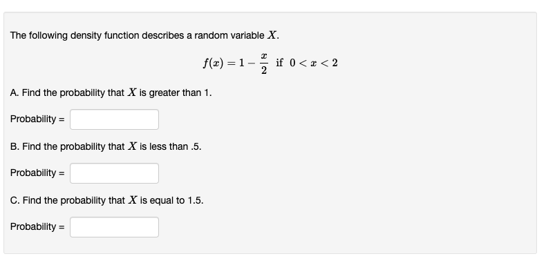Solved Random Variables:The following density function | Chegg.com