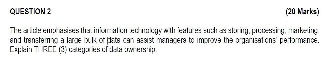 Solved The article emphasises that information technology | Chegg.com