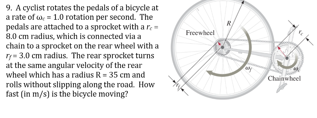 Solved 9. A cyclist rotates the pedals of a bicycle at a | Chegg.com