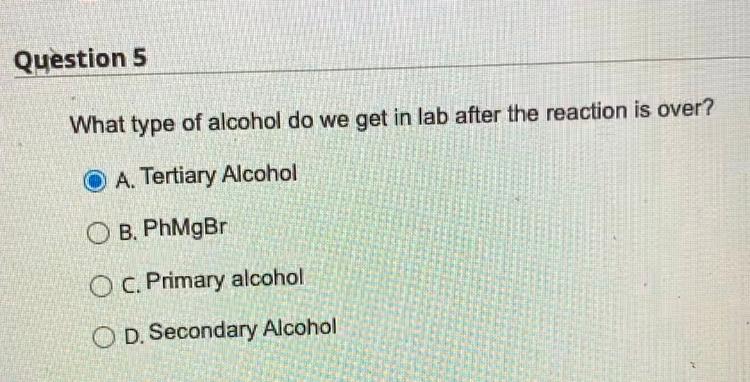 Question 5 What type of alcohol do we get in lab | Chegg.com