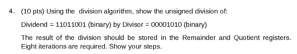 Solved (10 pts) Using the division algorithm, show the | Chegg.com