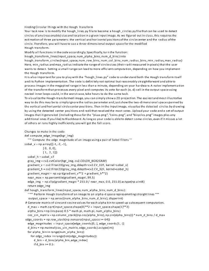 Solved Finding Circular Things with the Hough Transform Your | Chegg.com