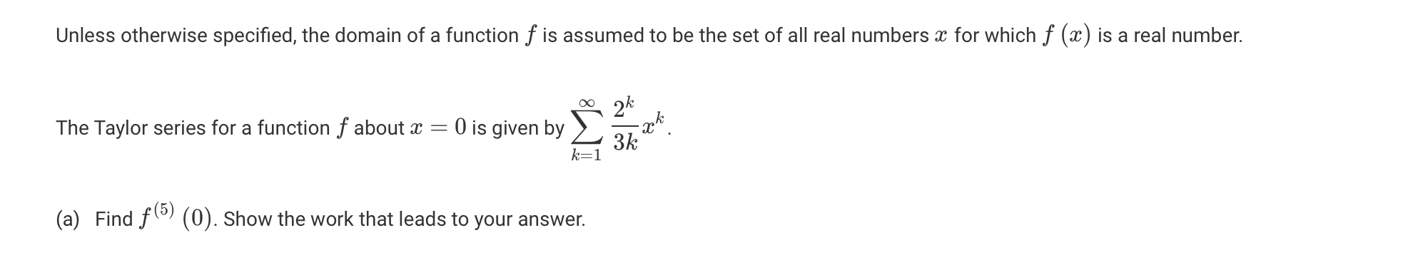 Solved Unless otherwise specified, the domain of a function | Chegg.com