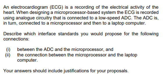 Solved An electrocardiogram (ECG) is a recording of the | Chegg.com