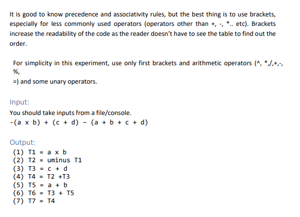 Exercise 6: Three Address Code Generation Learning | Chegg.com