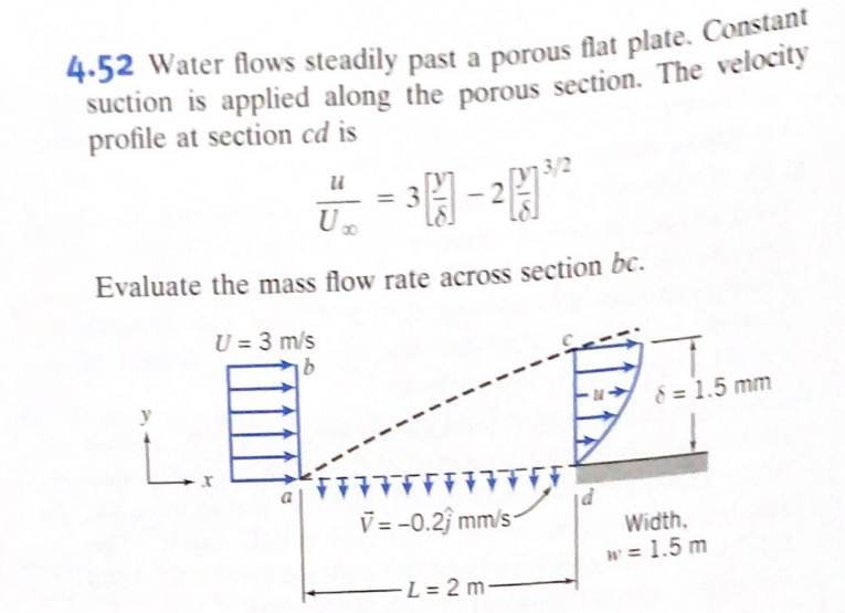 Solved 4.52 Water flows steadily past a porous flat plate. | Chegg.com