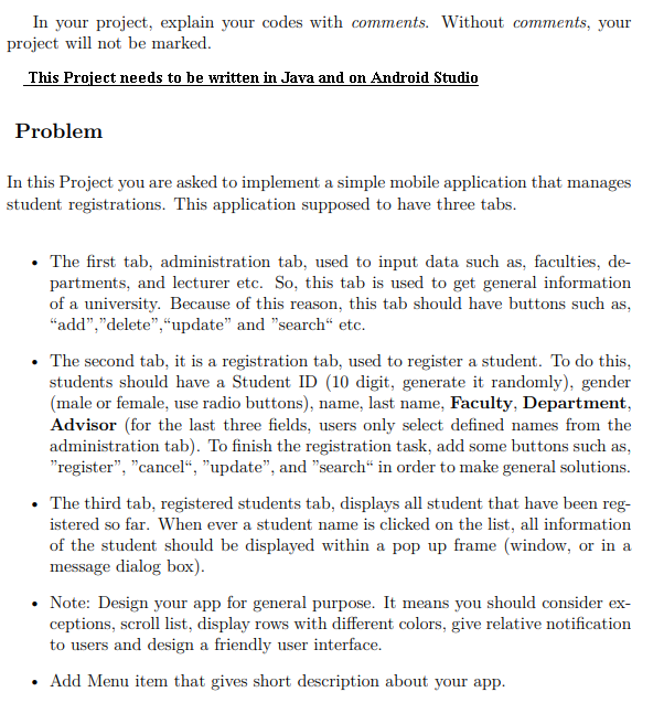 Solved In your project, explain your codes with comments. | Chegg.com