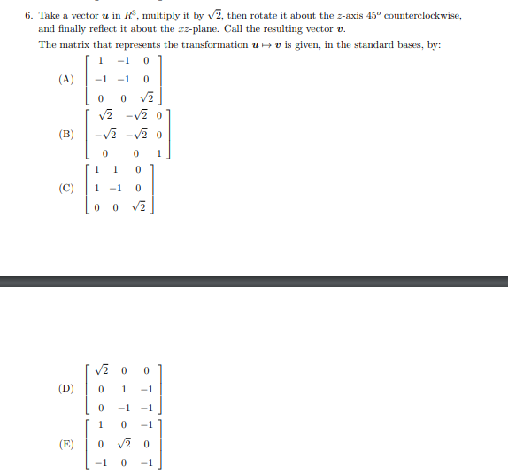 Solved 6. Take a vector u in R3, multiply it by 2, then | Chegg.com