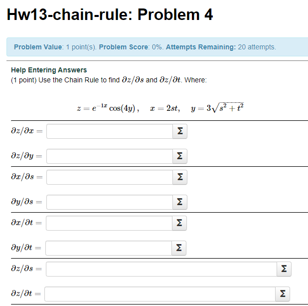 Solved Hw13-chain-rule: Problem 4 Problem Value: 1 point(s). | Chegg.com