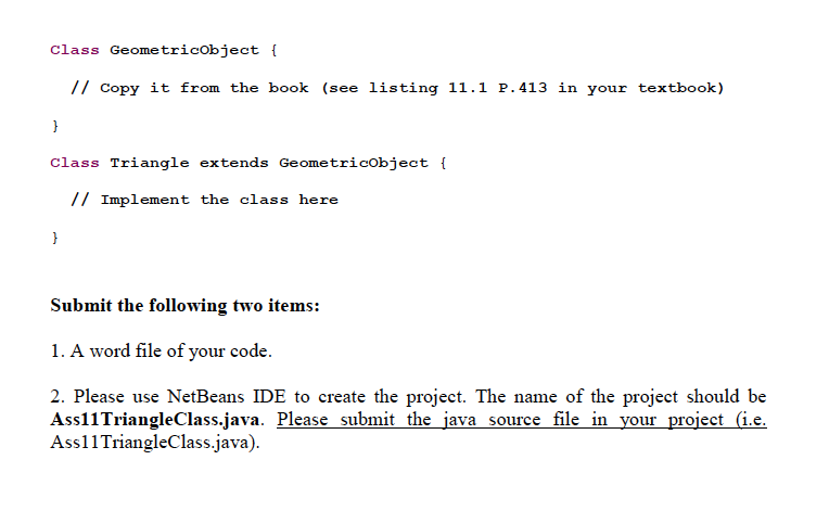 Solved Problem Description: Design a class named Triangle | Chegg.com