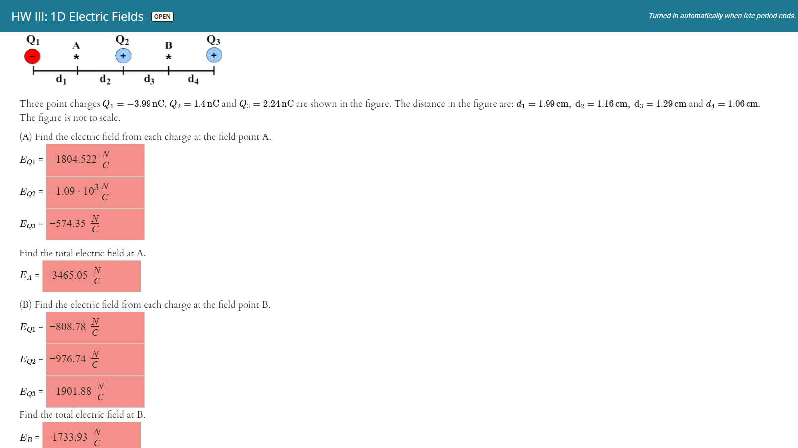 Solved HW III: 1D Electric Fields OPEN Turned in | Chegg.com