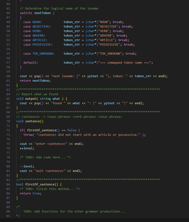 Solved The parts of the code that have the TODO comment I | Chegg.com