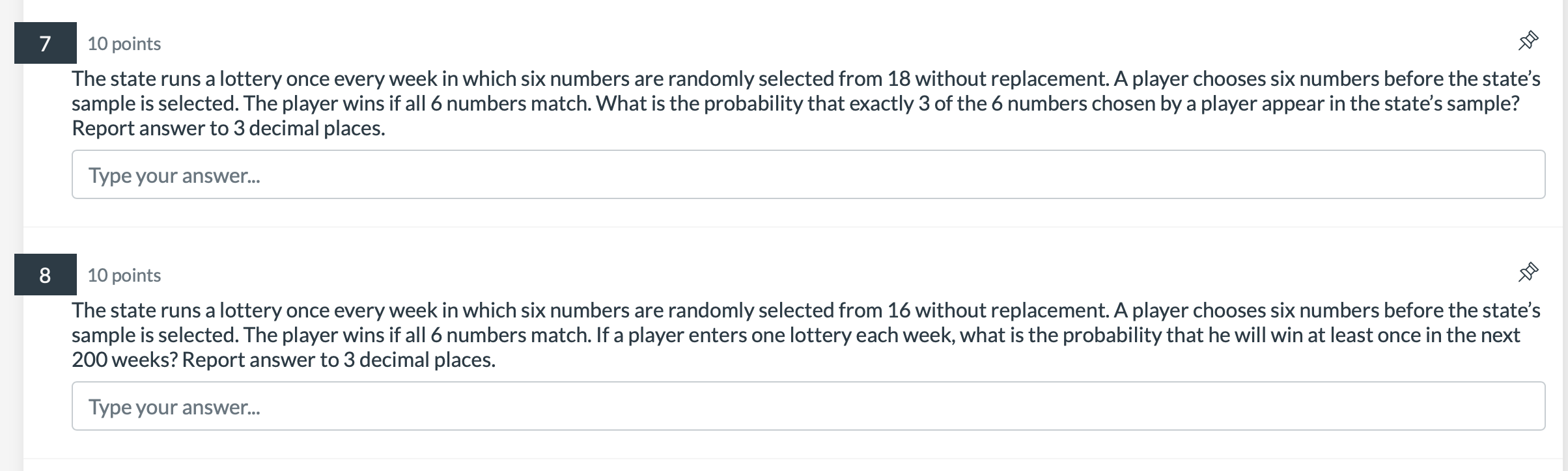 Solved The state runs a lottery once every week in which six | Chegg.com