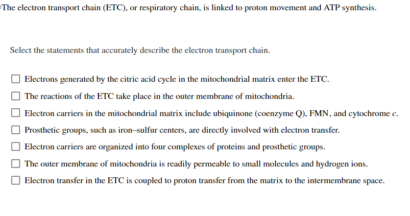 Electron Transport Chain Electron Transport Chain Biochemistry