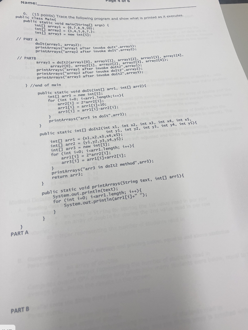 Solved 6. (15 points) Trace the following program and show | Chegg.com