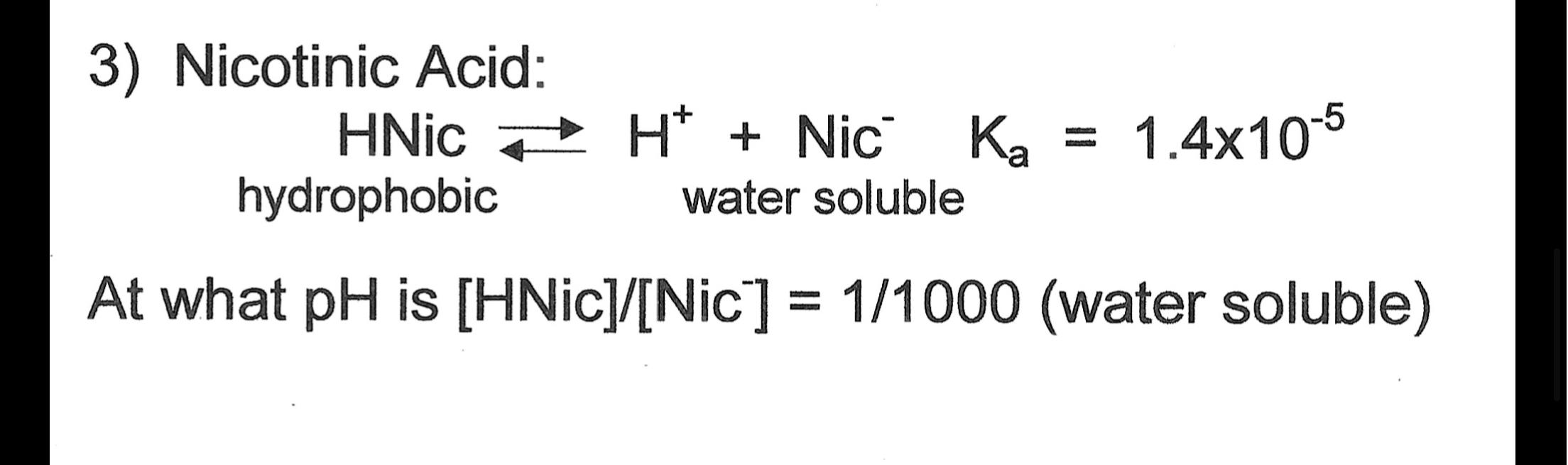 Solved 3) Nicotinic Acid: HNic z H + Nic Kg = 1.4x10-5 | Chegg.com