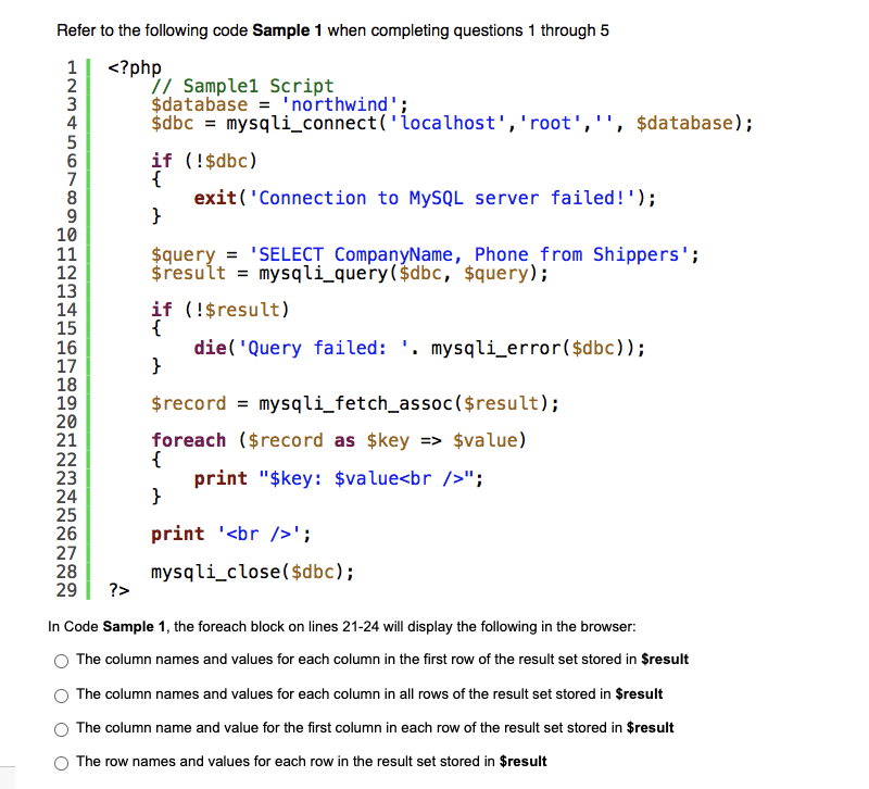 Solved r to the following code Sample 1 when completing | Chegg.com
