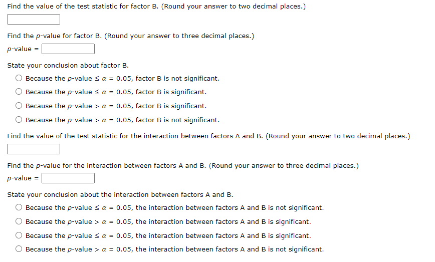 Solved The calculations for a factorial experiment involving | Chegg.com
