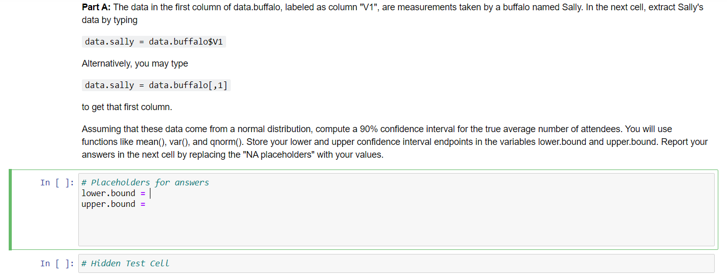 Solved Part A: The data in the first column of data.buffalo, | Chegg.com