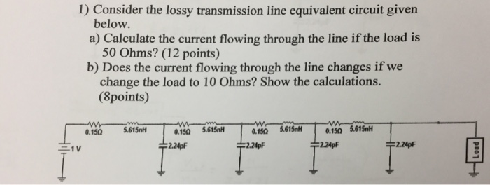 Solved 1) Consider the lossy transmission line equivalent | Chegg.com