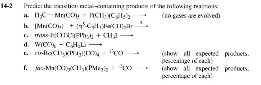 Solved 14-2 ﻿Predict the transition metal-containing | Chegg.com
