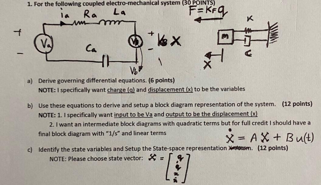 Solved 1. For the following coupled electro-mechanical | Chegg.com Solved 1. For the following coupled electro-mechanical | Chegg.com