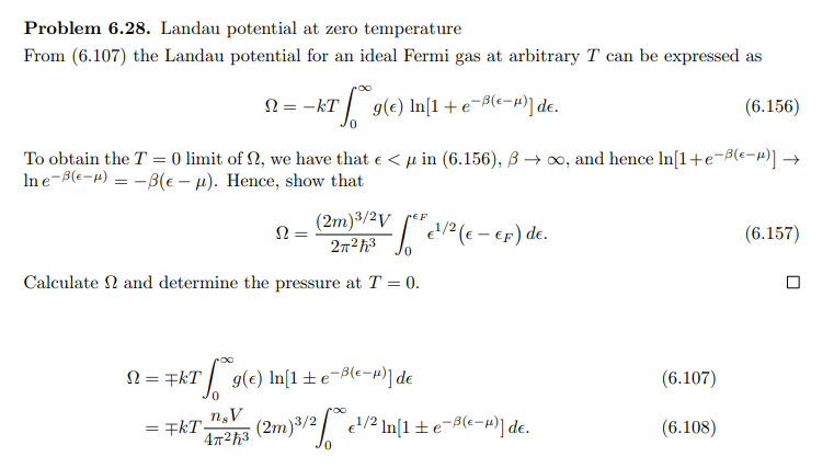 Solved Problem 6.28. Landau potential at zero temperature | Chegg.com