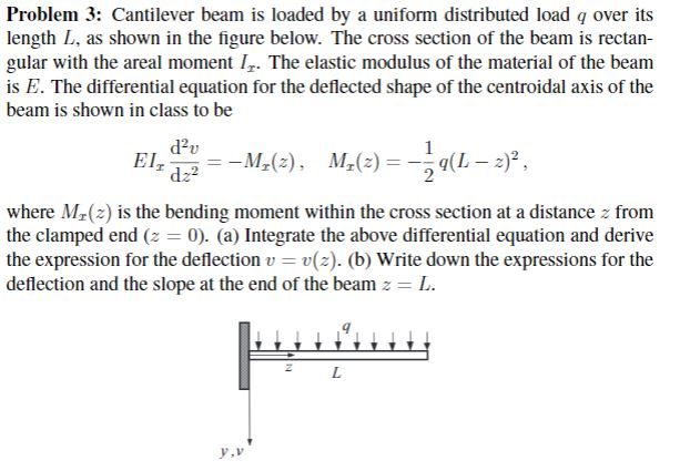 Solved Problem 3: Cantilever beam is loaded by a uniform | Chegg.com