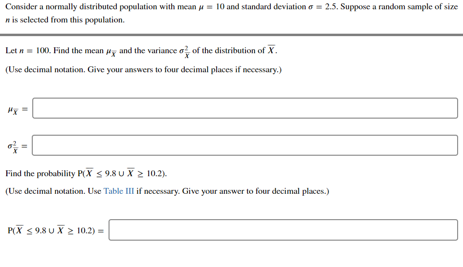 Solved Consider a normally distributed population with mean | Chegg.com