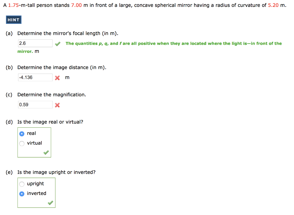 Solved A 1.75-m-tall person stands 7.00 m in front of a | Chegg.com