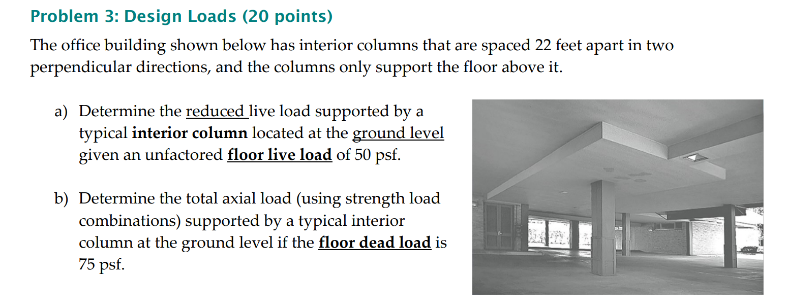 Solved Problem 3: Design Loads (20 points) The office | Chegg.com