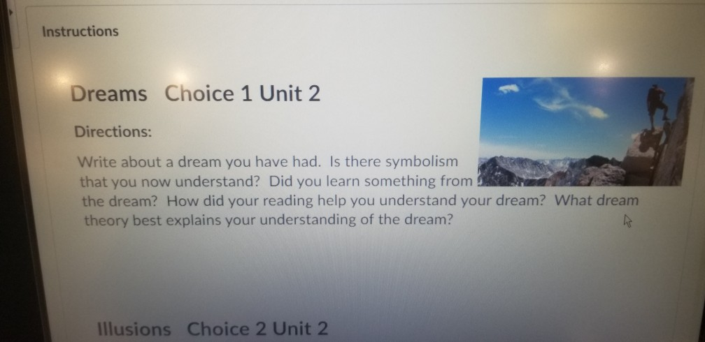 Solved Instructions Dreams Choice 1 Unit 2 Directions: Write | Chegg.com
