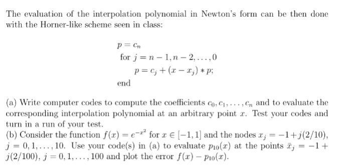 Solved In Newton's form of the interpolation polynomial e | Chegg.com