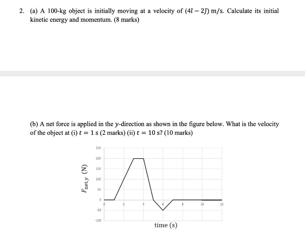Solved 2. (a) A 100-kg object is initially moving at a | Chegg.com