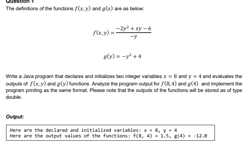 Solved The definitions of the functions f(x,y) and g(x) are | Chegg.com