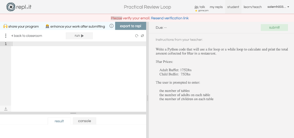 Solved repl.it Practical Review Loop 83 talk my repls | Chegg.com