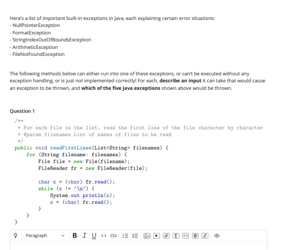 Solved Here's a list of important built-in exceptions in | Chegg.com