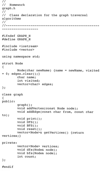Solved Graph traversal is a very important this homework, | Chegg.com