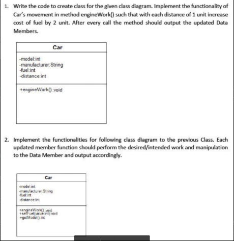 Solved 1. Write the code to create class for the given class | Chegg.com