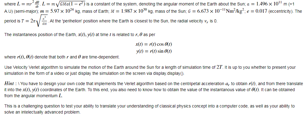 Solved Planetary motion in polar coordinates The Earth (E) | Chegg.com