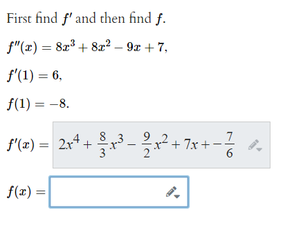 Solved First find f′ and then find f | Chegg.com