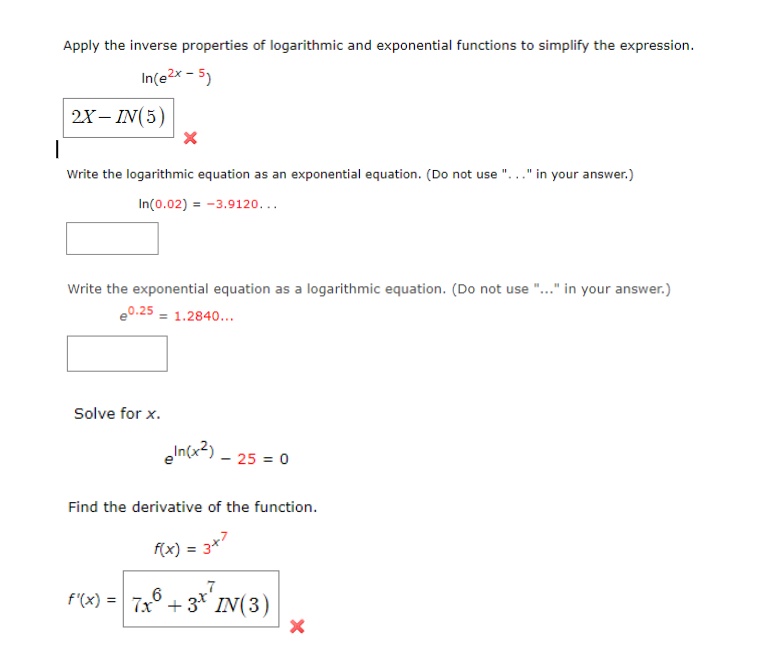 Solved Apply the inverse properties of logarithmic and | Chegg.com