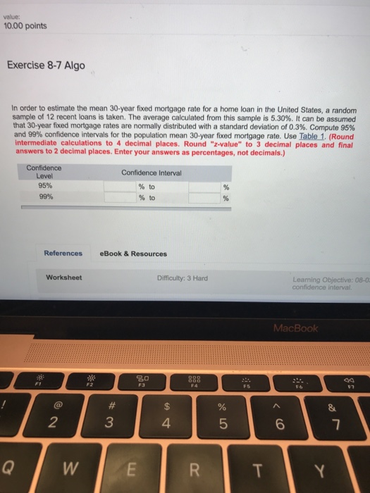 Solved 10.00 points Exercise 8-7 Algo In order to estimate | Chegg.com