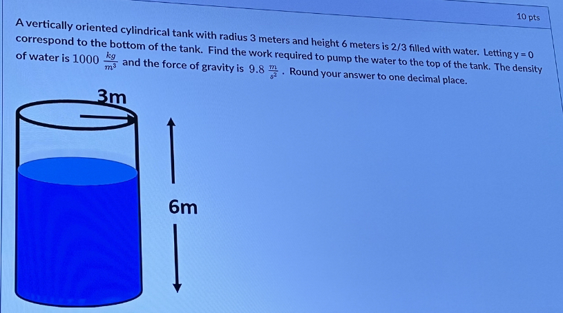 Solved A vertically oriented cylindrical tank with radius 3 | Chegg.com