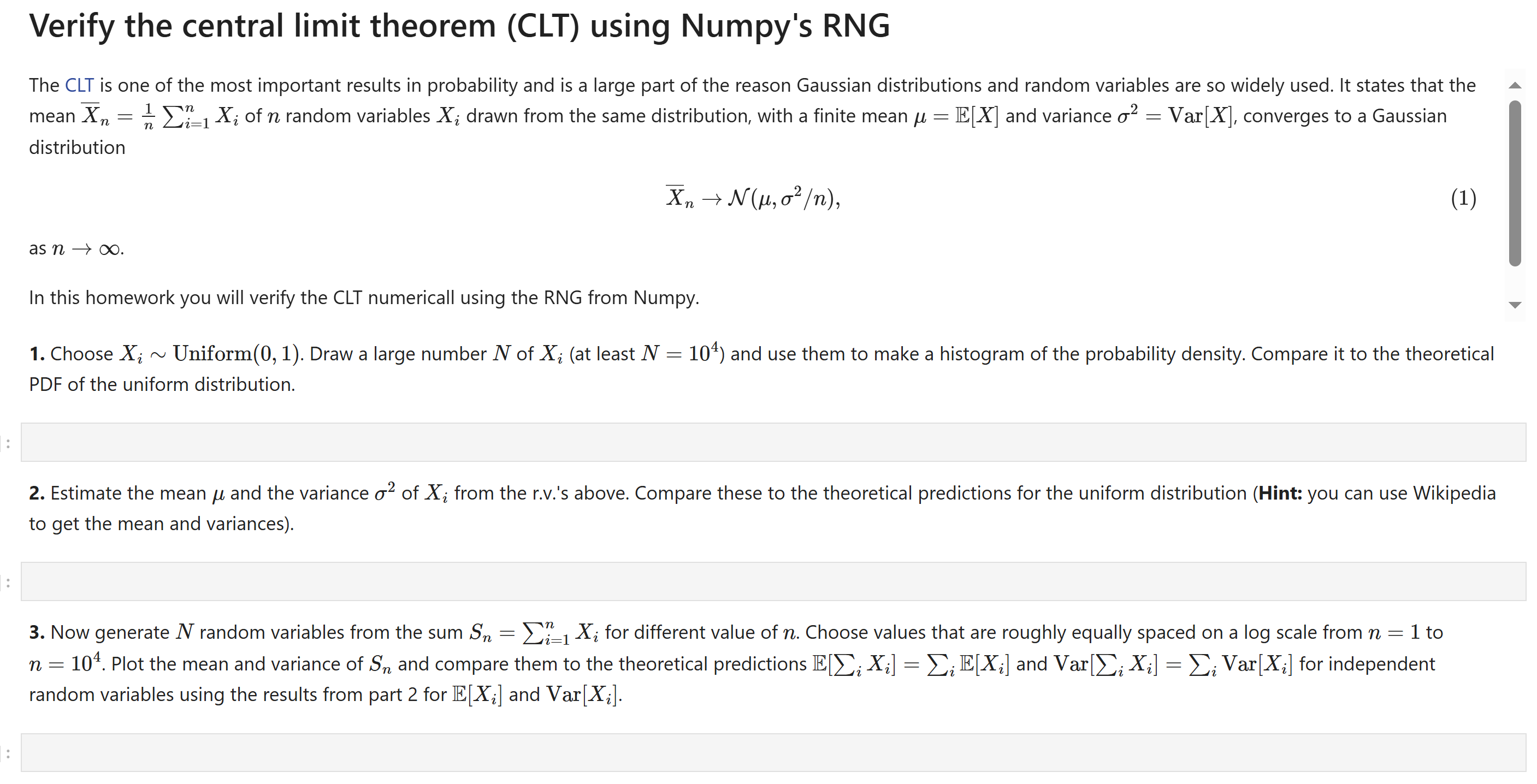 Solved Verify the central limit ﻿theorem (CLT) ﻿using | Chegg.com