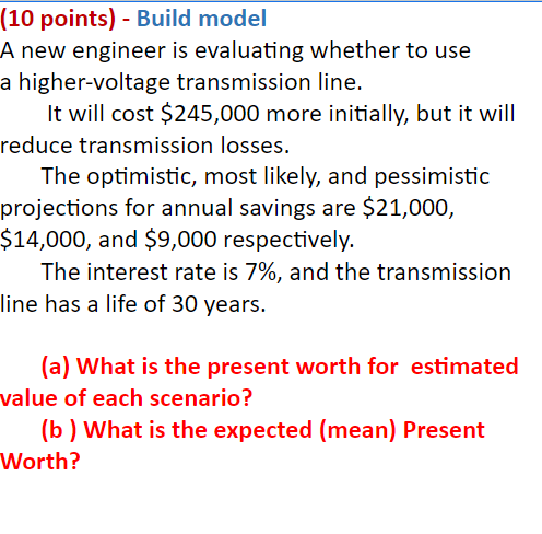 Solved (10 points) - Build model A new engineer is | Chegg.com