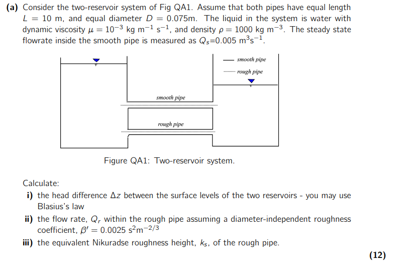 Solved a) Consider the two-reservoir system of Fig QA1. | Chegg.com