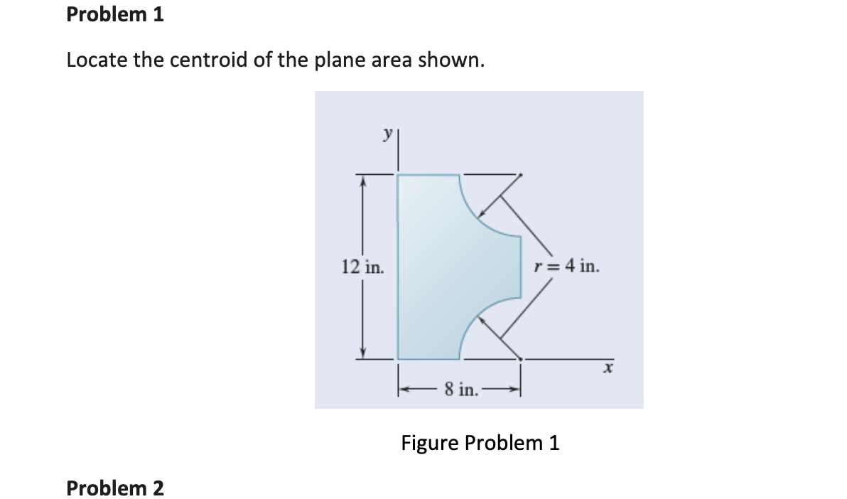 Solved Problem 1 Locate the centroid of the plane area | Chegg.com