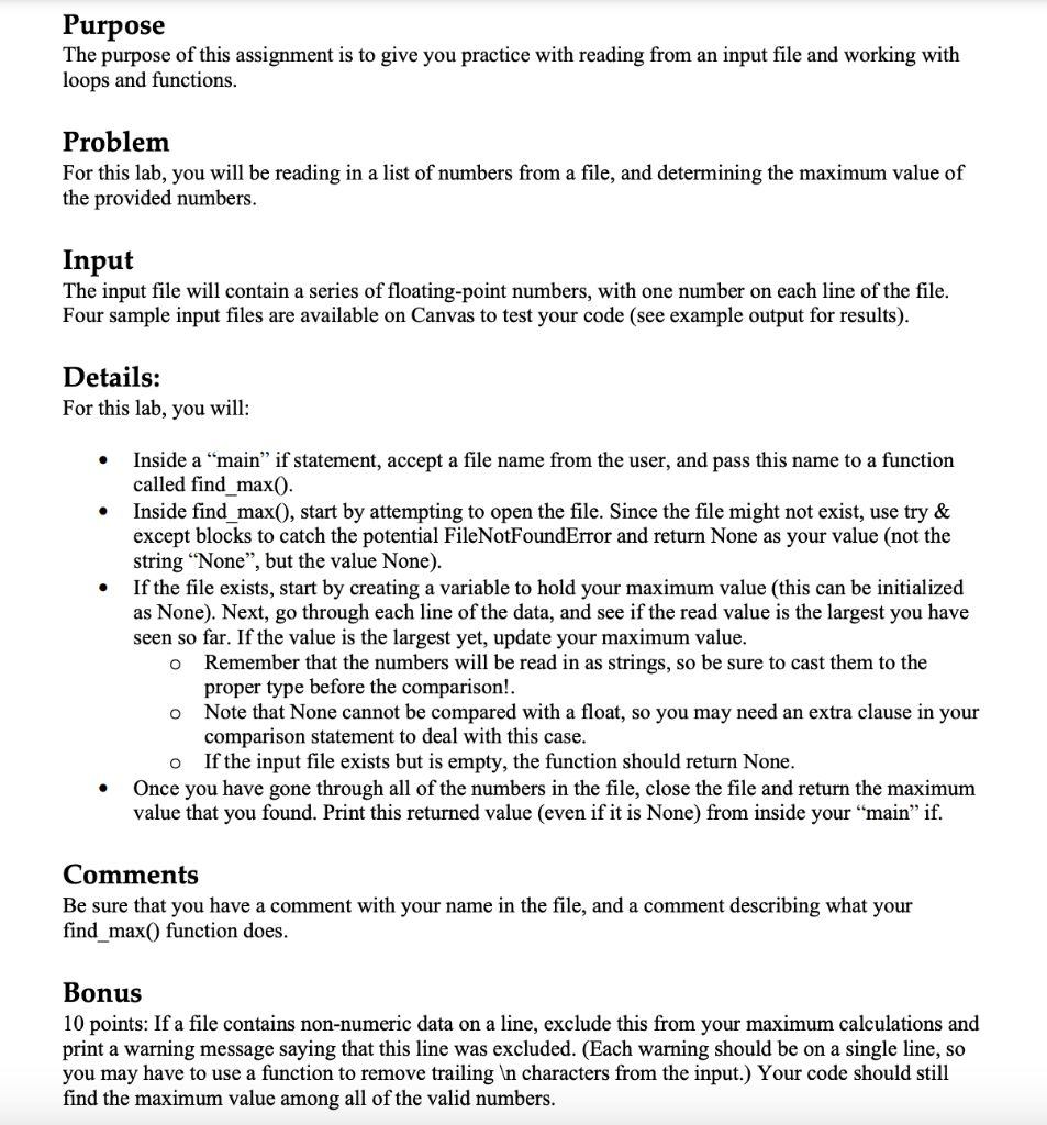 Solved Purpose The purpose of this assignment is to give you | Chegg.com